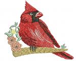 cardinal embroidery, red bird embroidery, bird machine embroidery ...