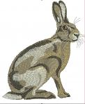 wild hare embroidery design, low stitch count hare, rabbit machine ...