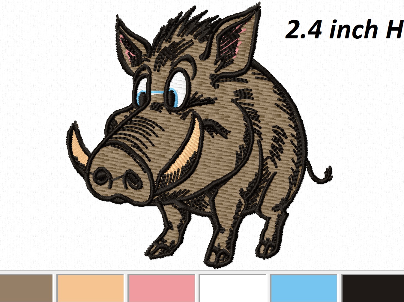 Tags: cartoon wild boar embroidery, piggy embroidery design, animal ...